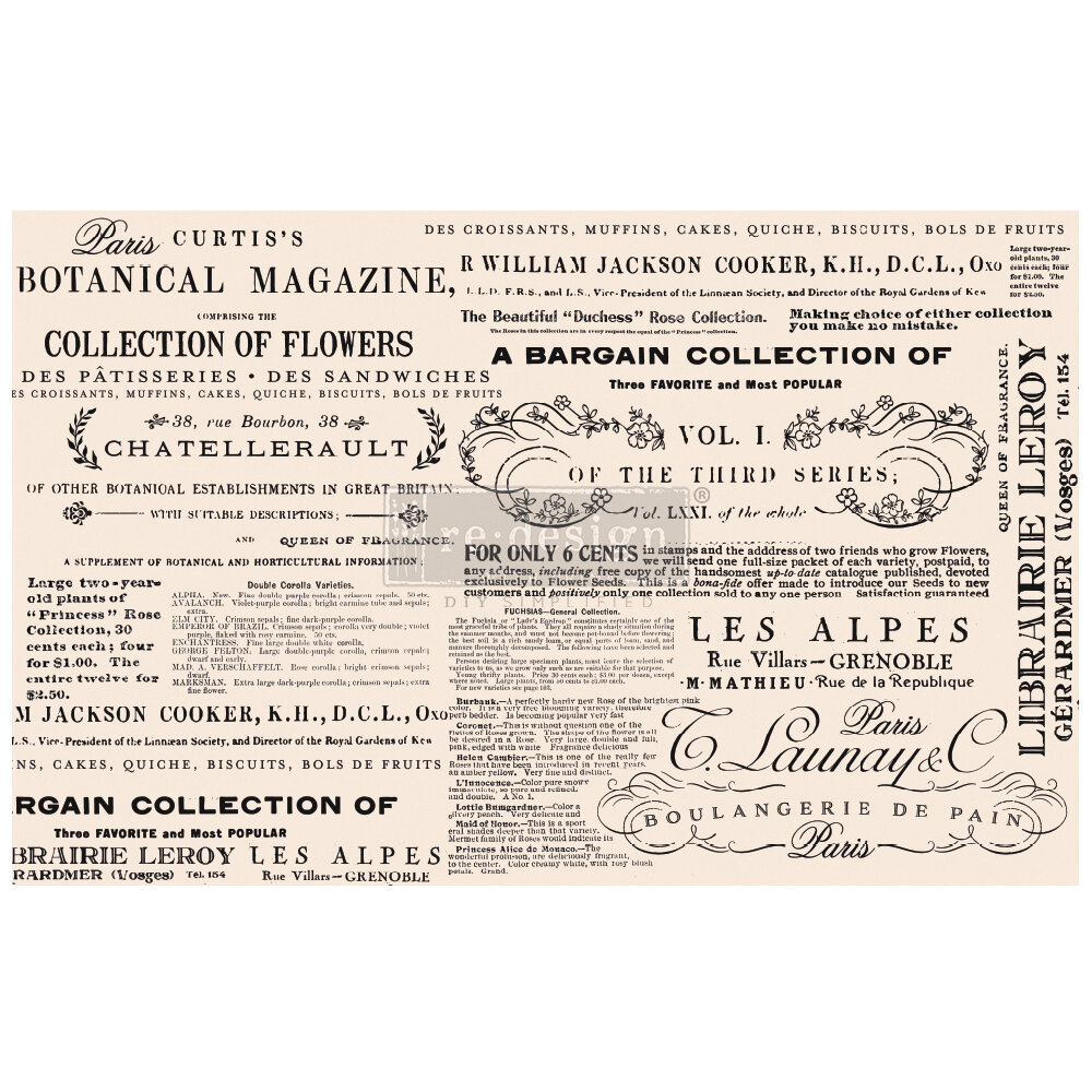 Floral Text | Redesign with Prima Decoupage Paper - Vintage Charm