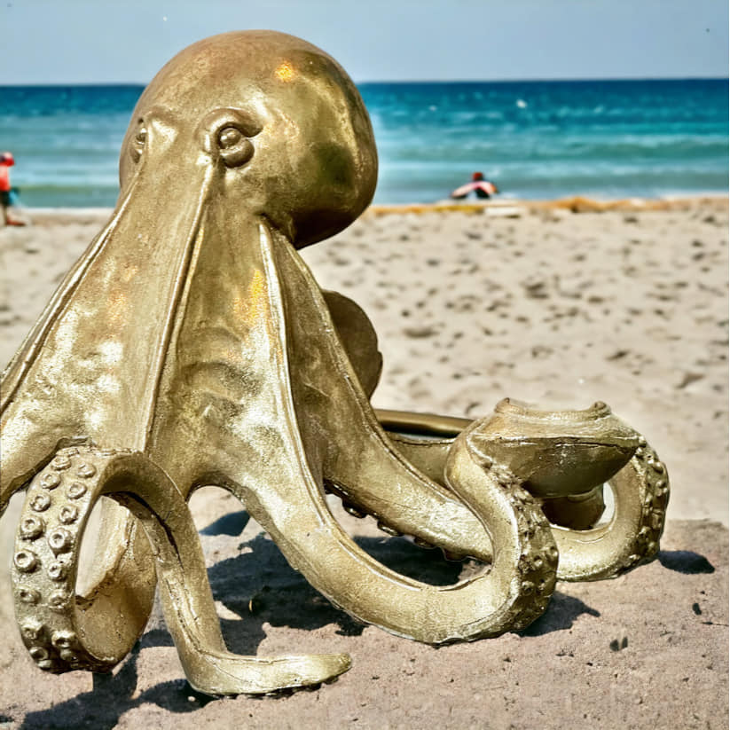 Gold Octopus Candle Holder - Vintage Charm