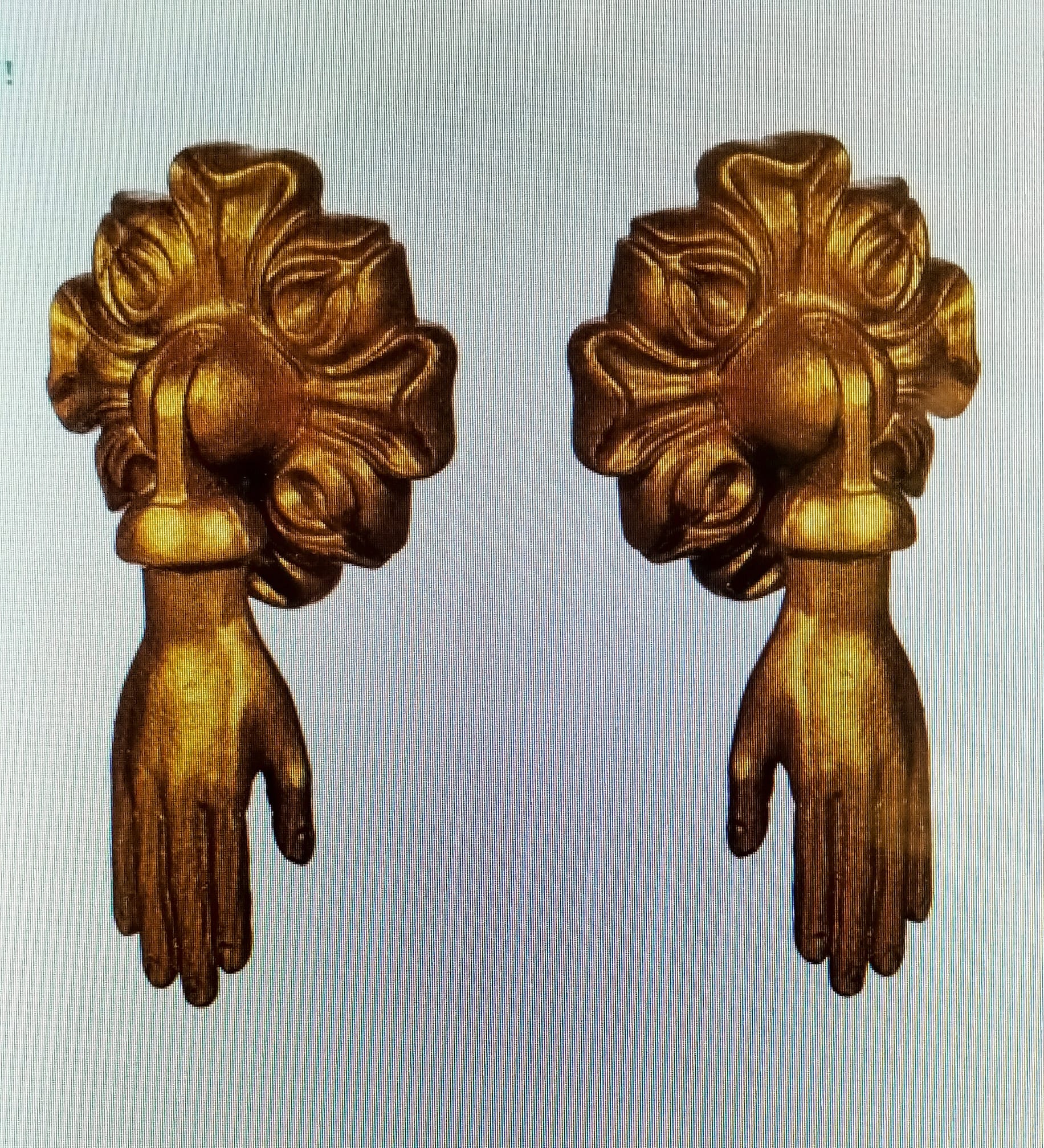 GOLD HANDS PENDANT DRAWER KNOBS - SET OF 2 - Vintage Charm