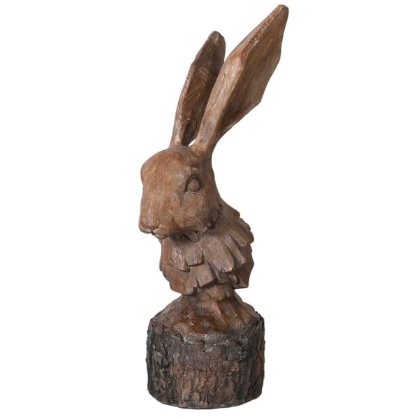 Wood Effect Hare On Stand Ornament - Vintage Charm